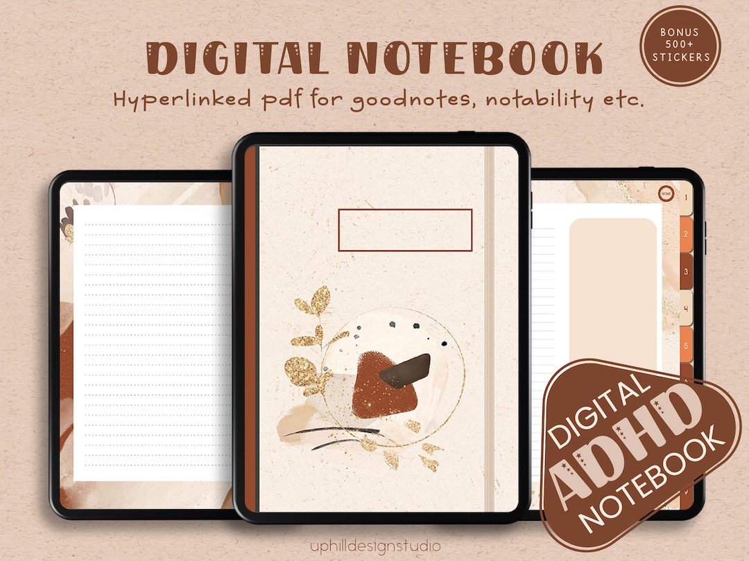 Aesthetic Digital Notebook With Tabs, ADHD Planner, Minimalist ...