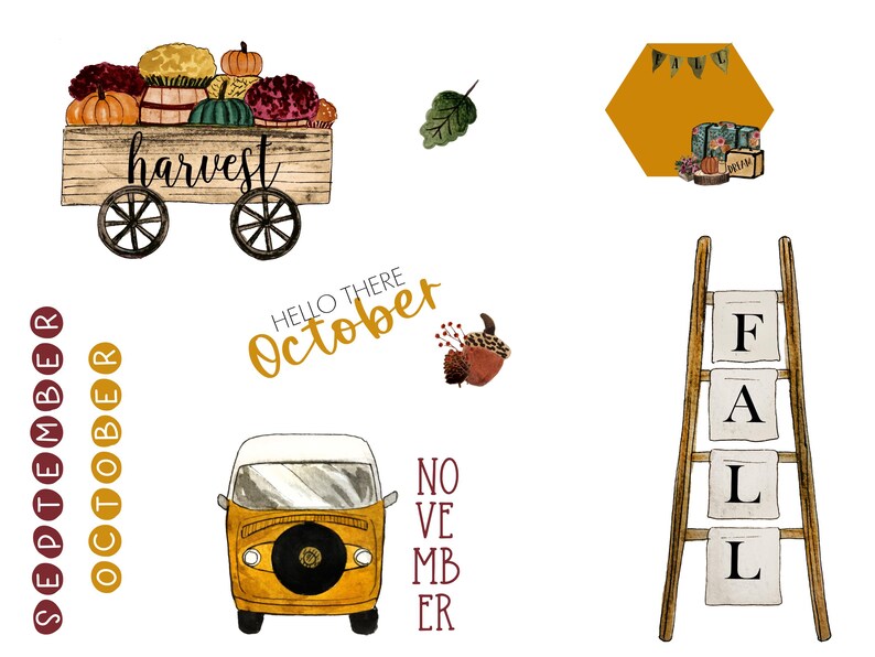 Fall Digital Stickers, Goodnotes Stickers, Cozy Stickers, Autumn ...