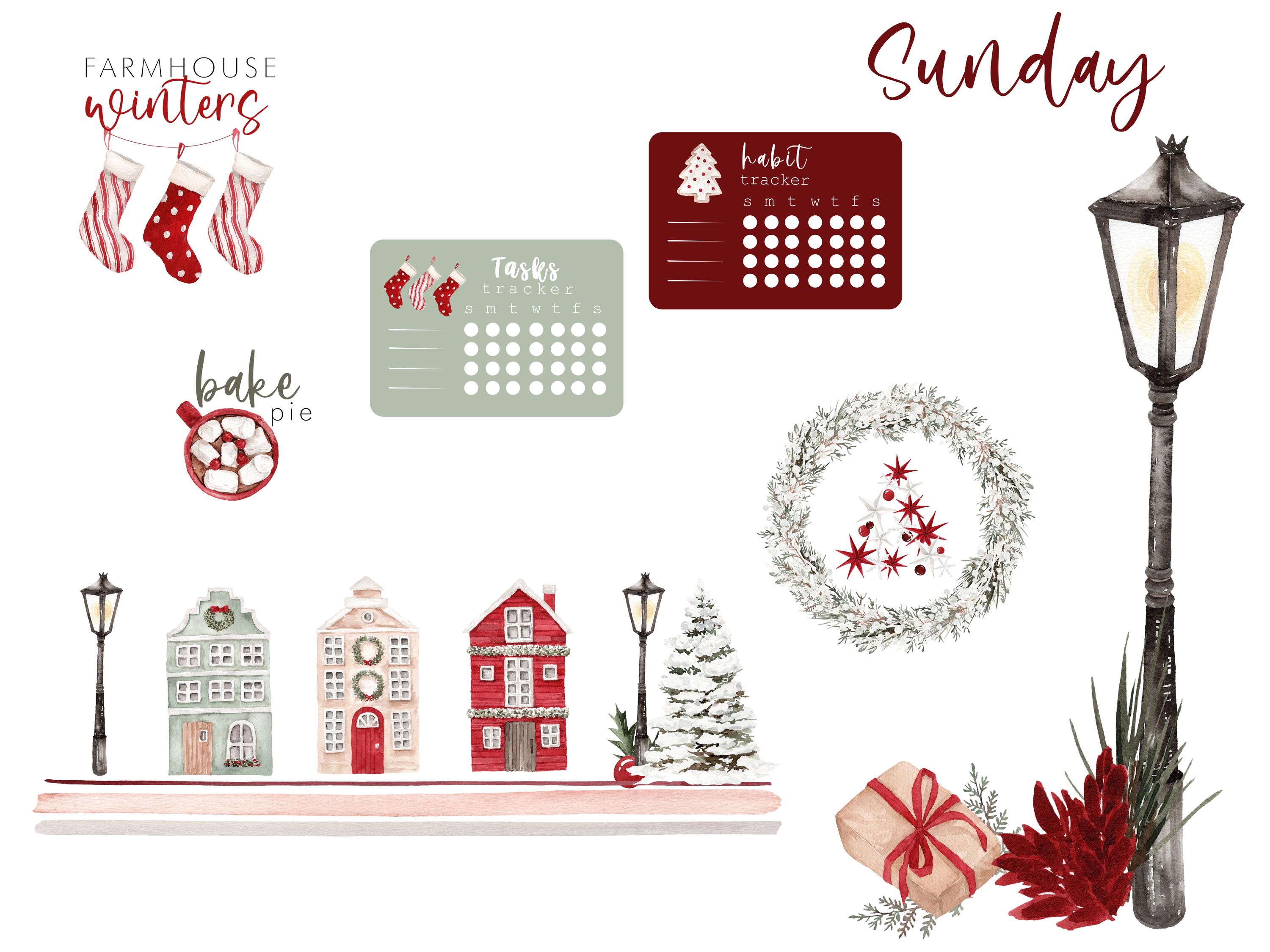 December Christmas Stickers, Red Christmas Digital Stickers, Goodnotes ...
