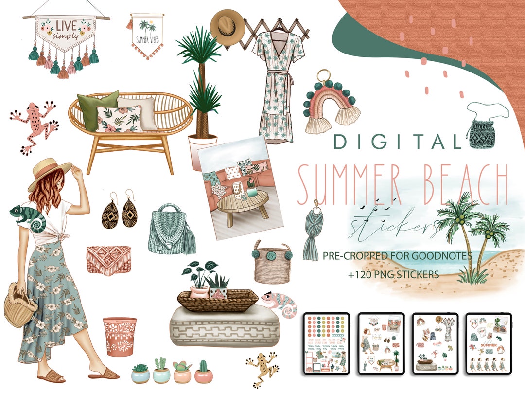 Digital Stickers Summertime | Goodnotes Stickers | Summer Stickers ...