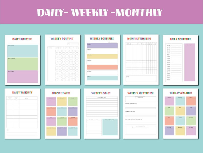 Printable ADHD Planner for Kids | ADHD Planner Student | School ...