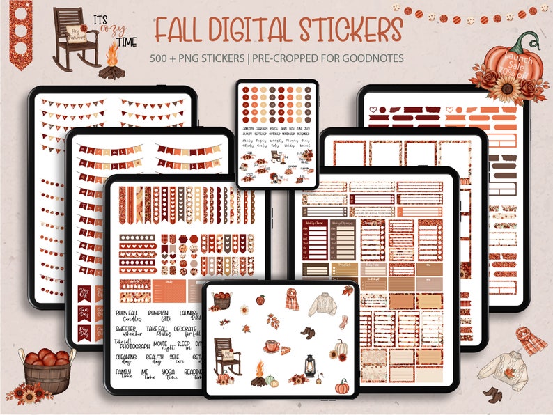 Fall Digital Stickers Autumn Digital Sticker Bundle for - Etsy