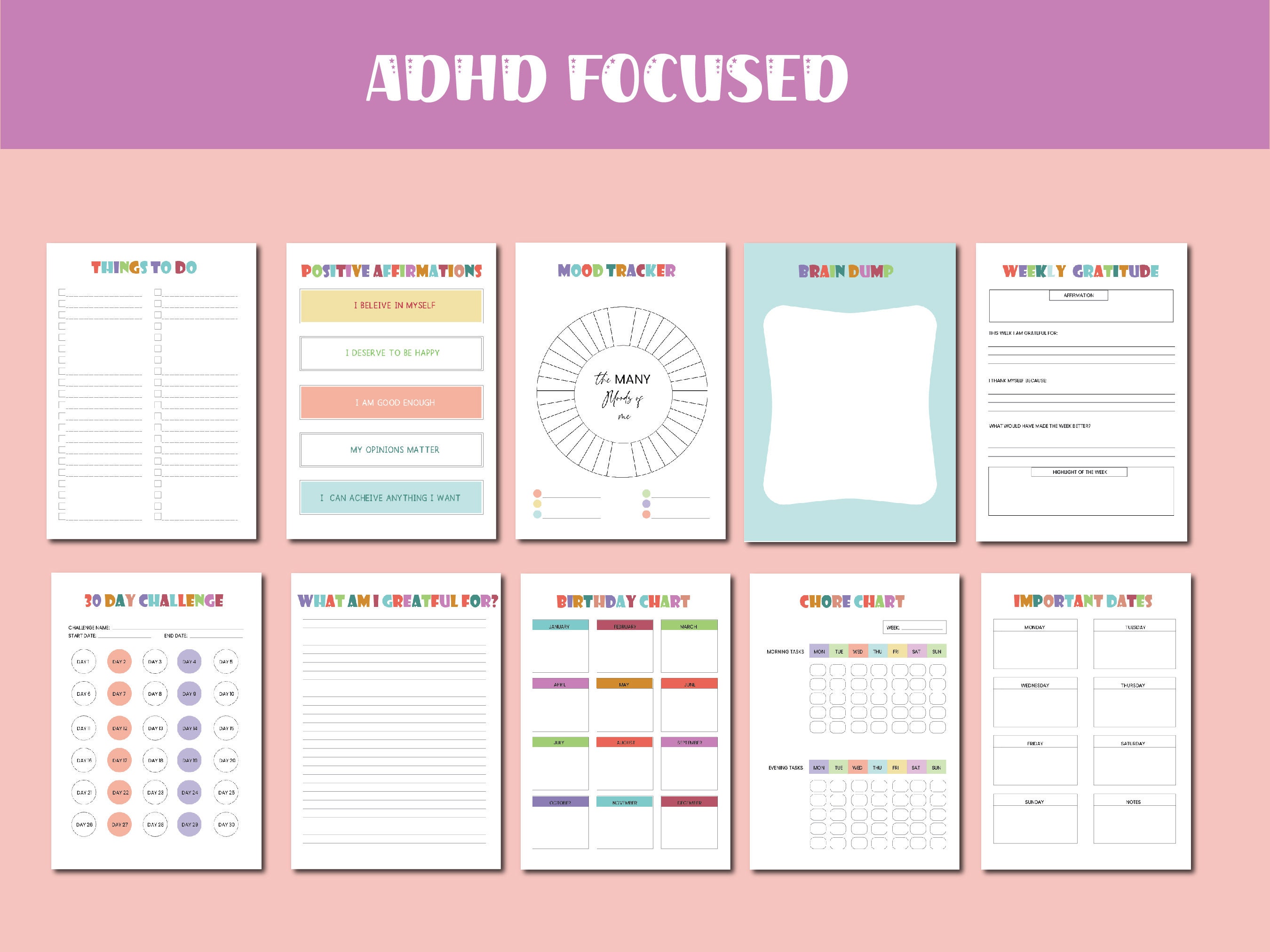 Printable ADHD Planner for Kids | ADHD Planner Student | School ...