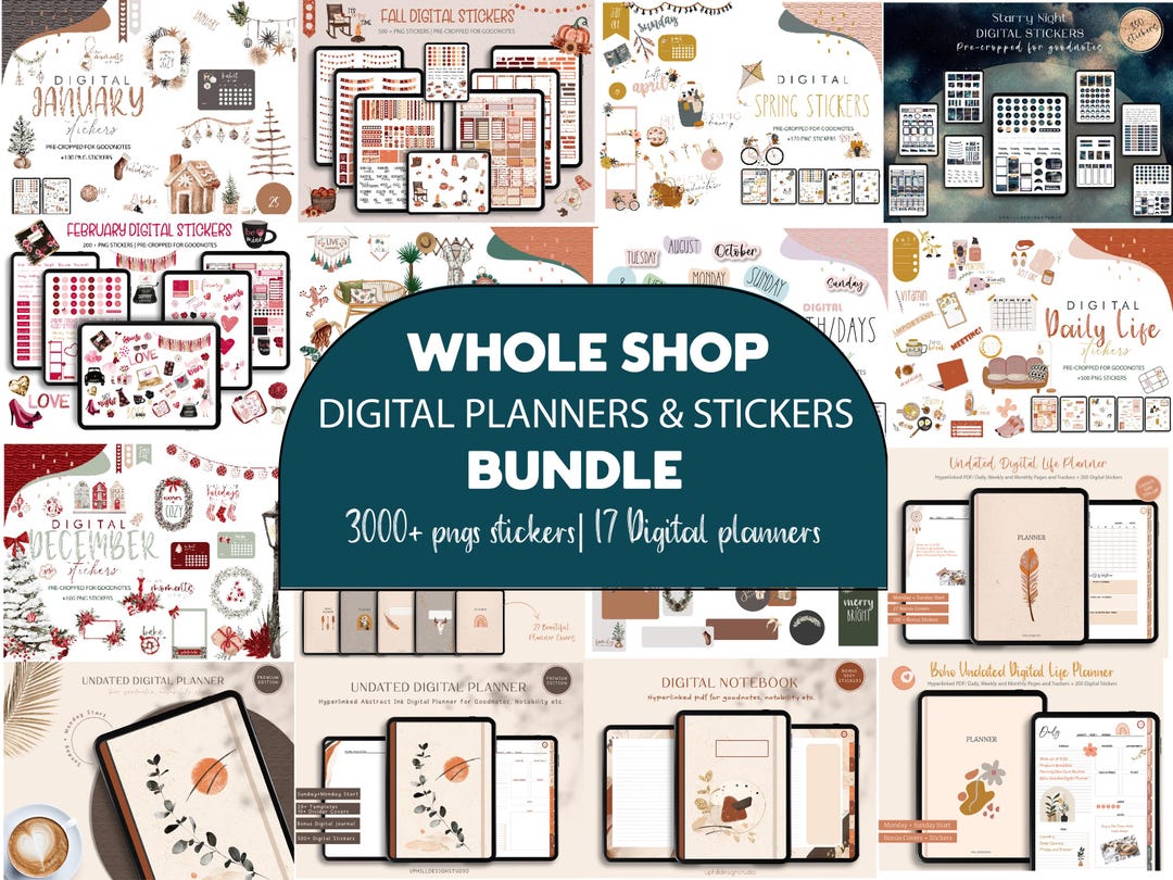 Whole Shop Bundle, Whole Shop Stickers, 2025 Digital Planner Bundle ...