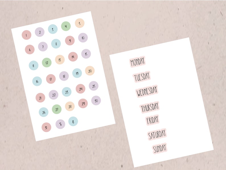 MONTHS & WEEKDAYS Digital Stickers for Goodnotes Weekday - Etsy