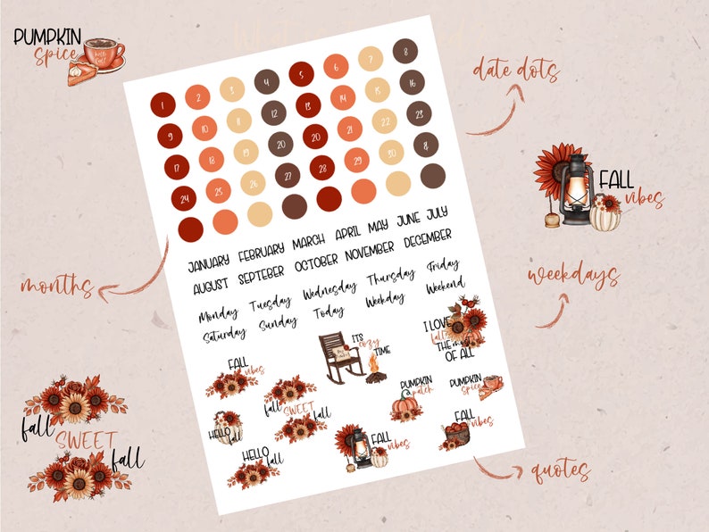 Fall Digital Stickers, Autumn Digital Sticker Bundle for Goodnotes ...