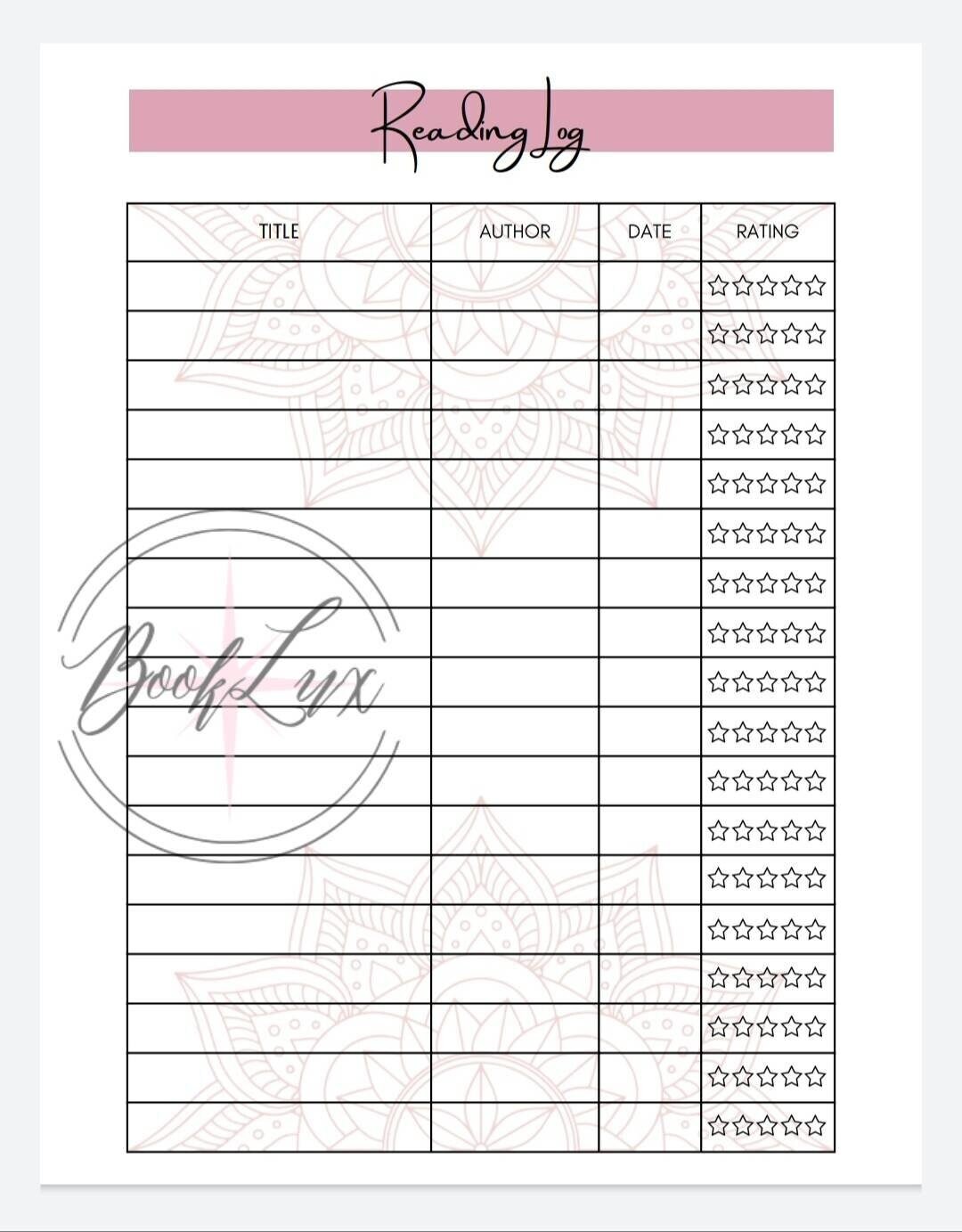 Printable Reading Log DIGITAL DOWNLOAD | Printable Book List | Digital ...