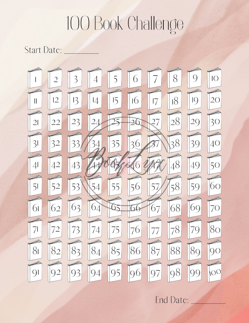 Printable 100 Book Challenge | DIGITAL DOWNLOAD | Printable Reading Log ...