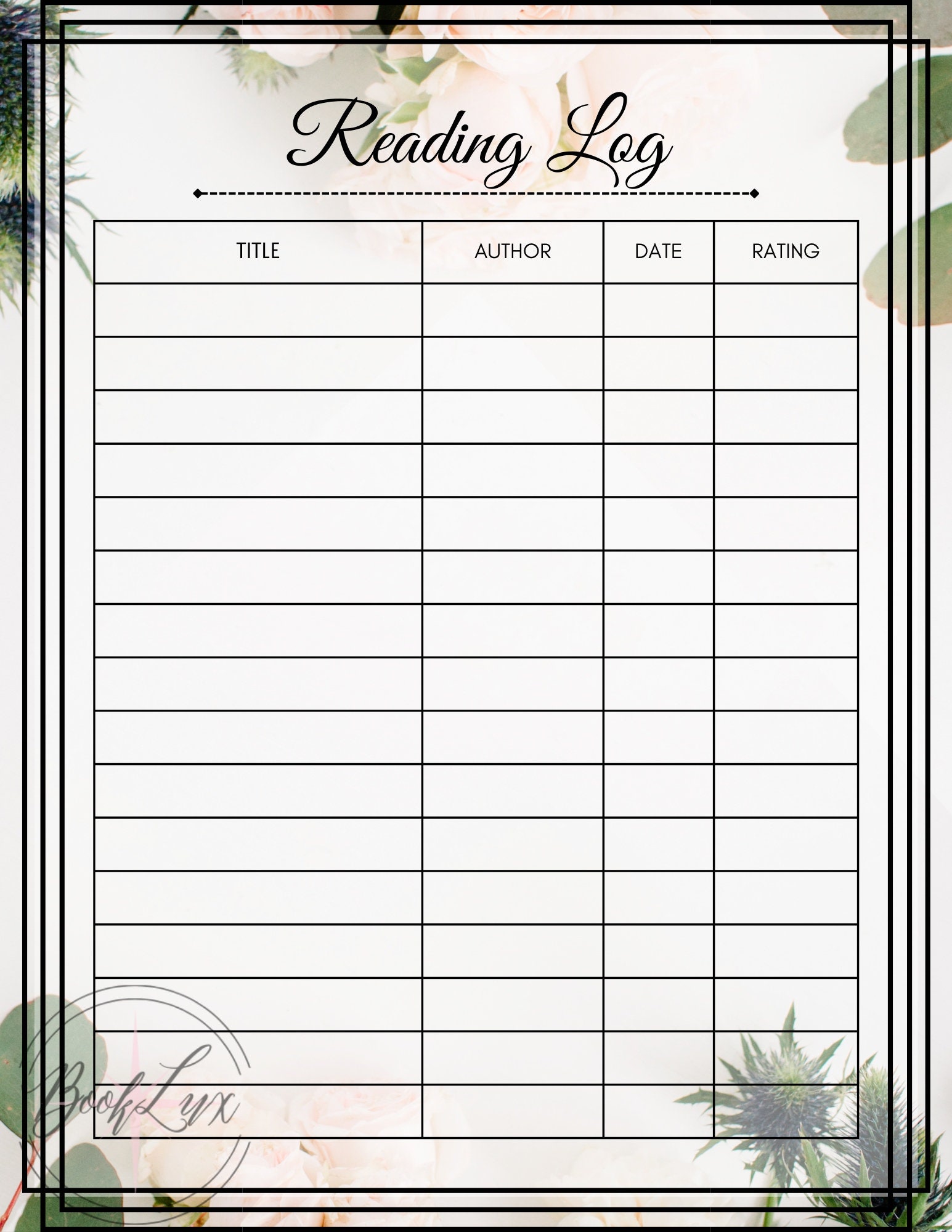 Printable Book Journal | DIGITAL DOWNLOAD | Printable Reading Journal ...
