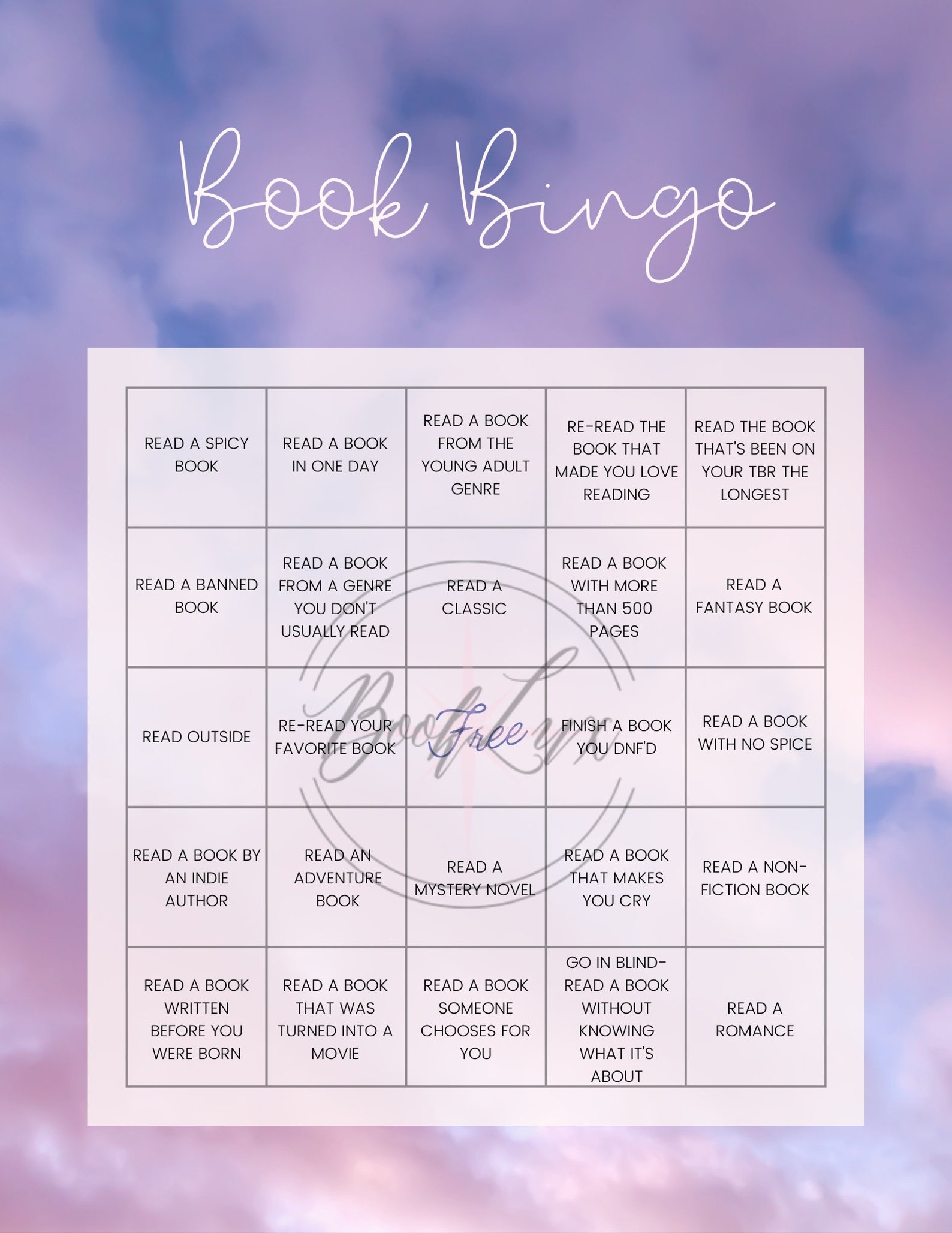 Printable Book Bingo | DIGITAL DOWNLOAD | Booktok Book Bingo ...