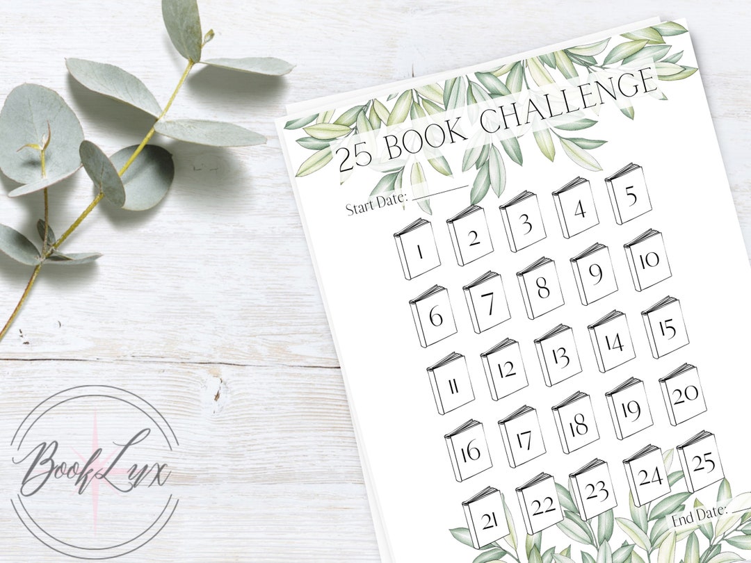 Printable 25 Book Challenge | DIGITAL DOWNLOAD | Printable Reading ...