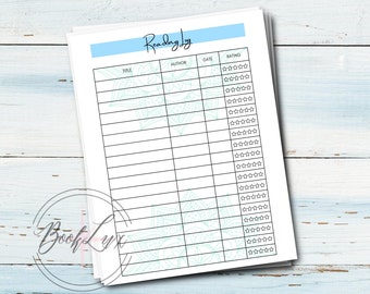 Printable Reading Log DIGITAL DOWNLOAD | Printable Book List | Digital ...