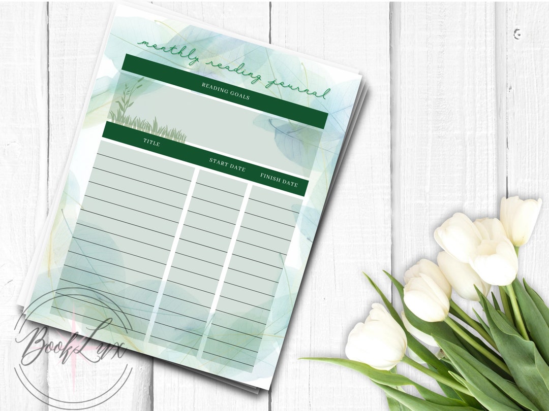 Printable Monthly Reading Journal | DIGITAL DOWNLOAD | Printable Book ...