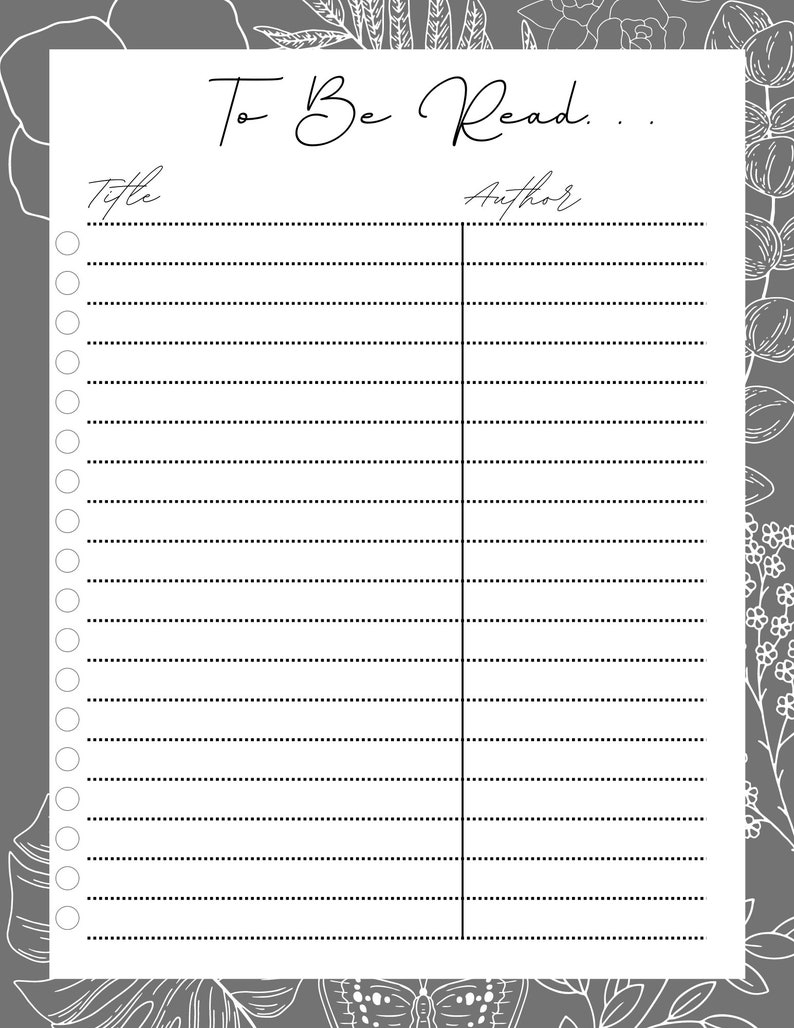 Printable TBR List | DIGITAL DOWNLOAD | Printable Reading Wishlist ...