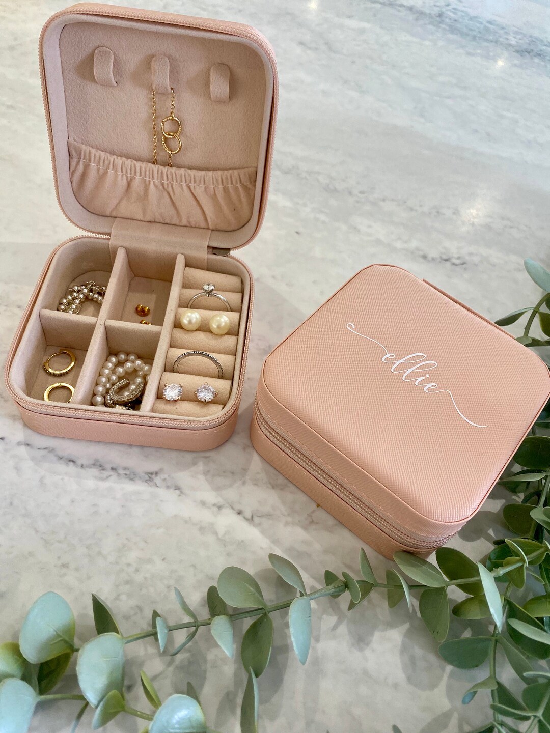 Personalised Zipped Jewellery Box, Custom Bridesmaid Proposal Gift ...