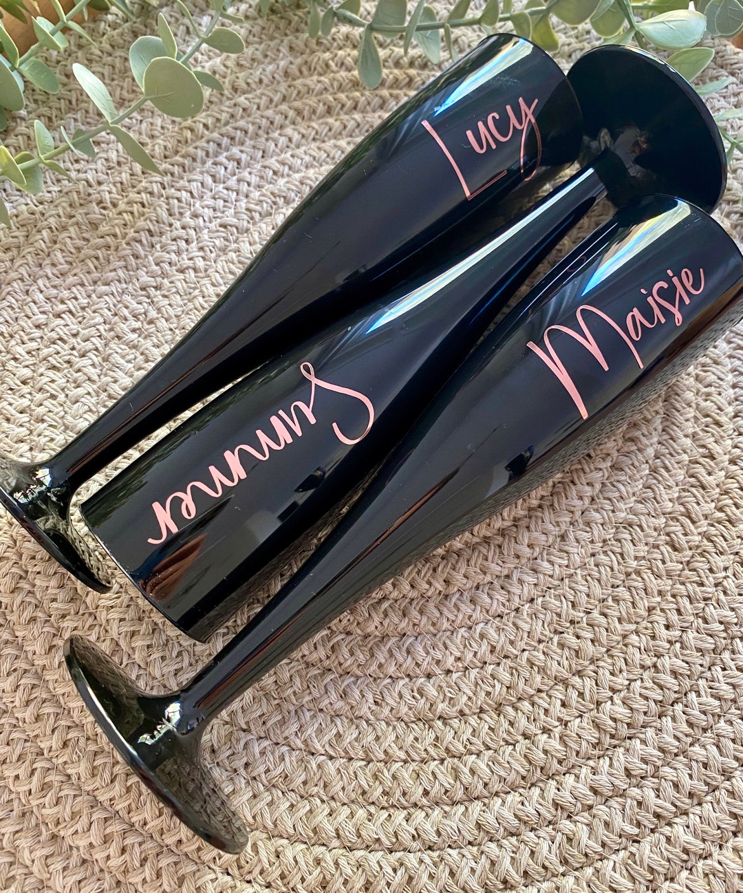 Personalised Black Champagne Prosecco Flutes, Bridesmaid Proposal, Hen ...