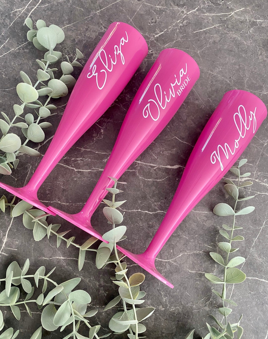 Personalised Pink or White Flutes, Bridesmaid Proposal, Hen Party, Prom ...