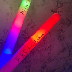 Personalised LED Glow Sticks | Wedding Glow Sticks | Hen Do Glow Sticks ...