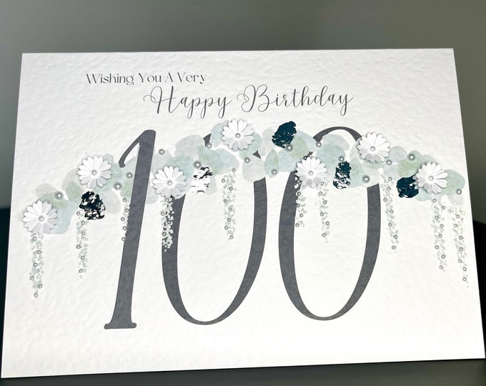 100th Birthday Card Customized 100 Card Customised Centenary Birthday ...