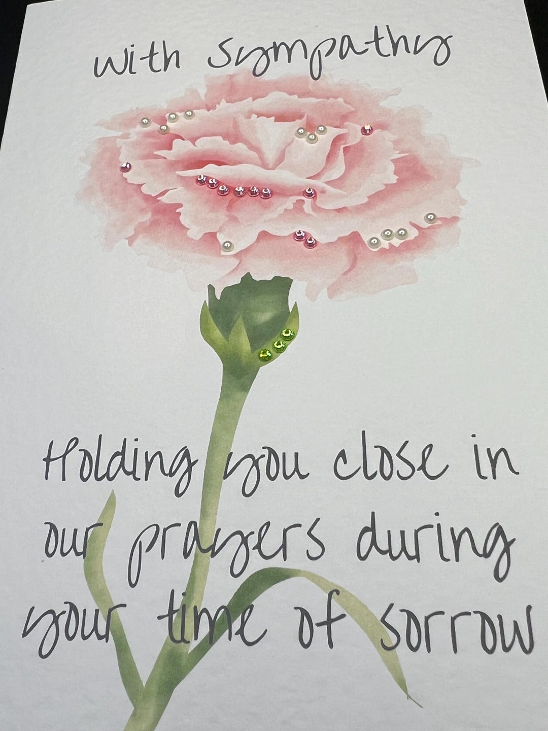 Condolence Card, Carnation Sympathy Card Handmade, Sorry for Your Loss ...