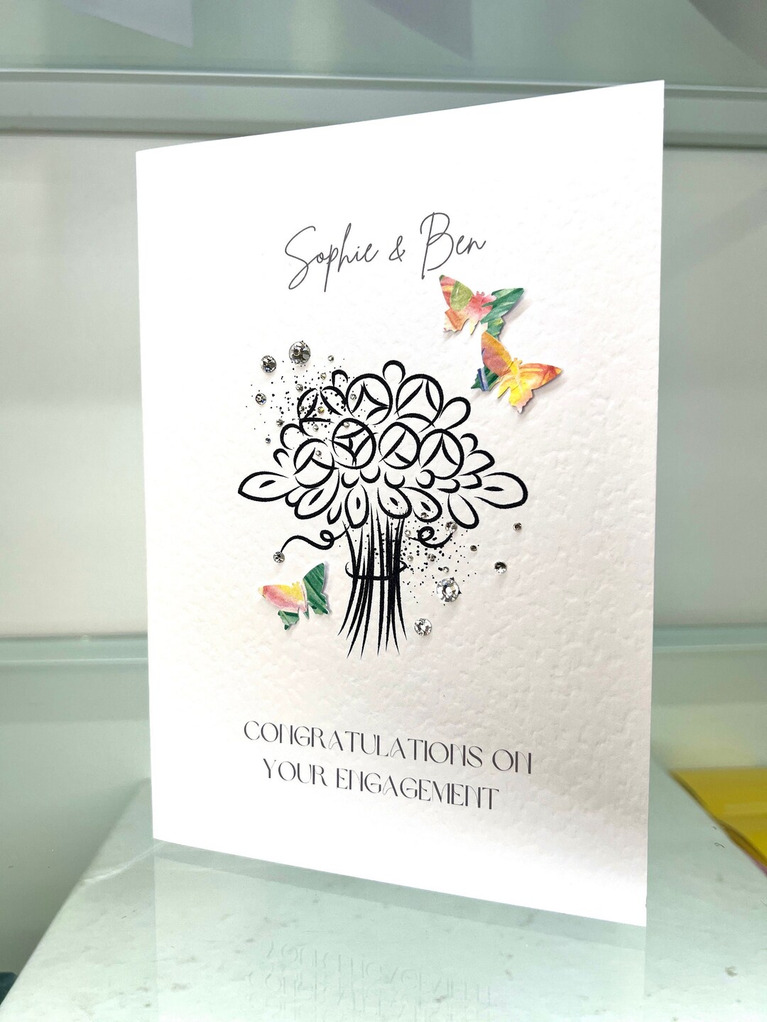 Handmade Personalised Engagement Card, Contemporary Bouquet Engagement ...