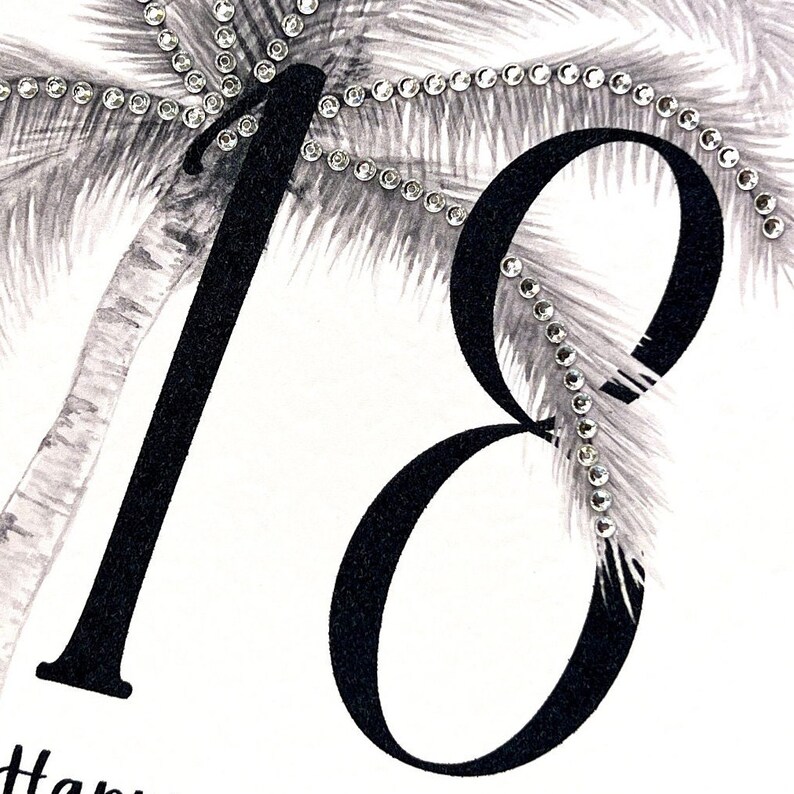 Friend 18th Birthday Card, Palm Tree 18th Birthday Card With Gems ...