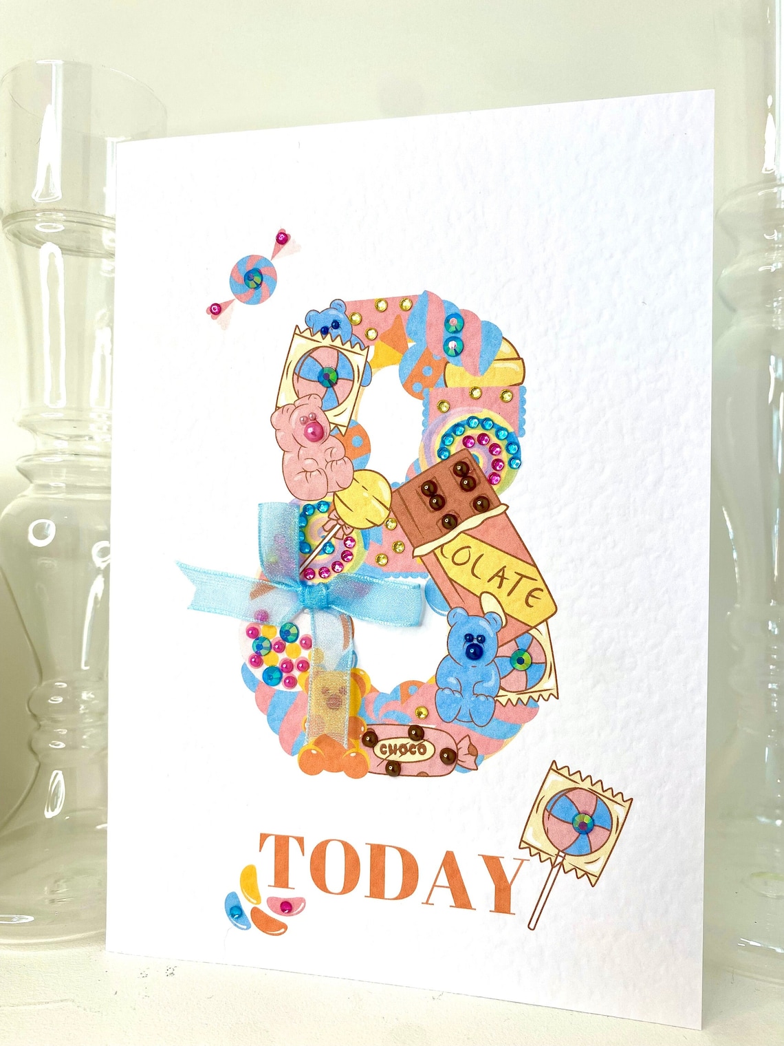 Girl 8th Birthday Card 8 Candy Birthday Card Handmade 8th - Etsy