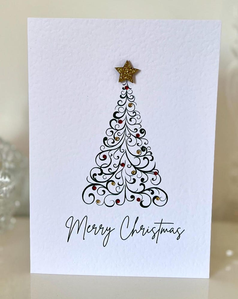 Minimalist Christmas Card, Handmade Christmas Tree Card, Simple ...