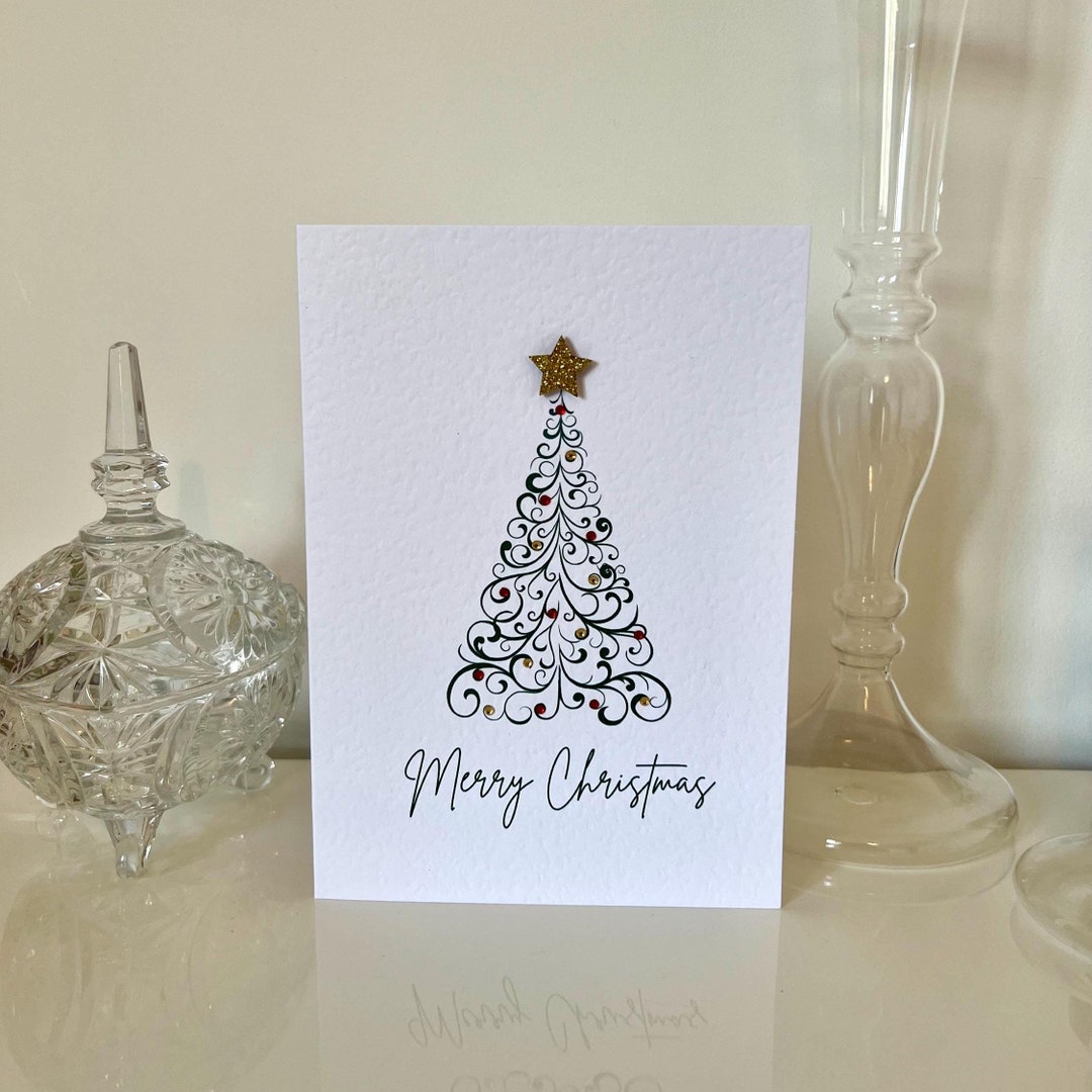 Minimalist Christmas Card, Handmade Christmas Tree Card, Simple ...
