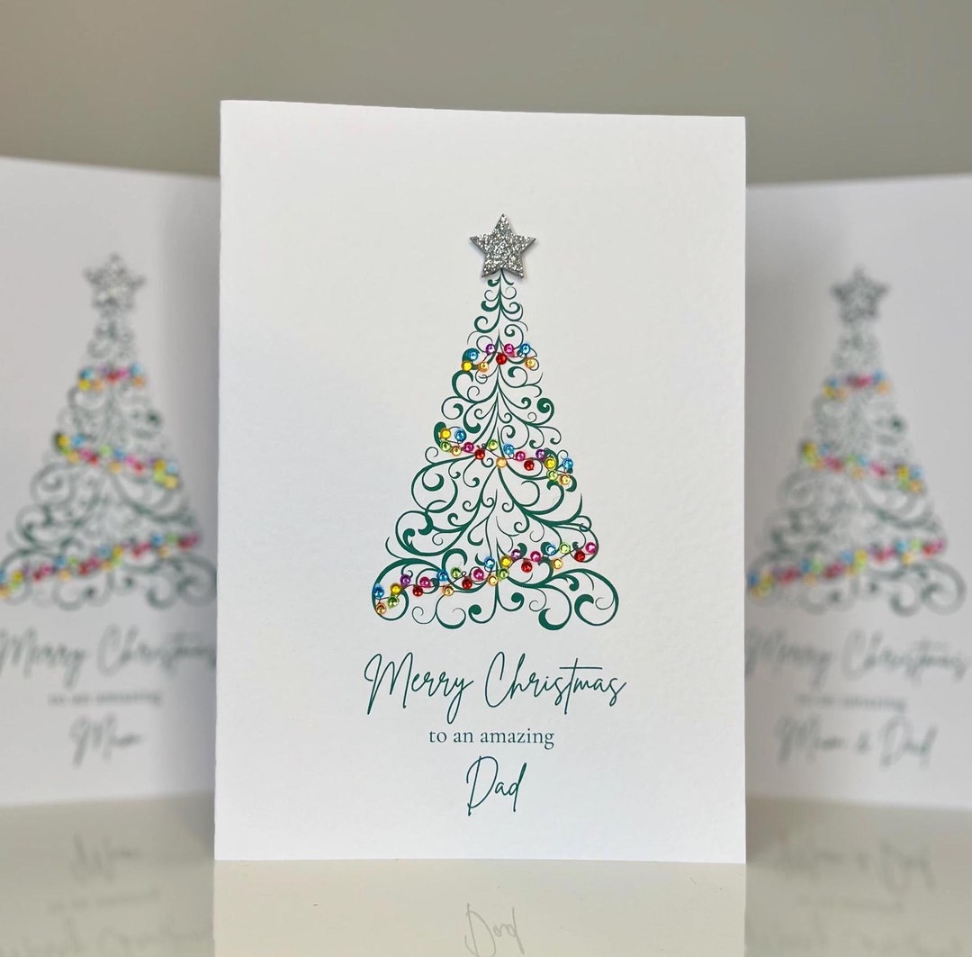 Dad Christmas Card. Handmade Christmas Card for Dad. Contemporary Card ...