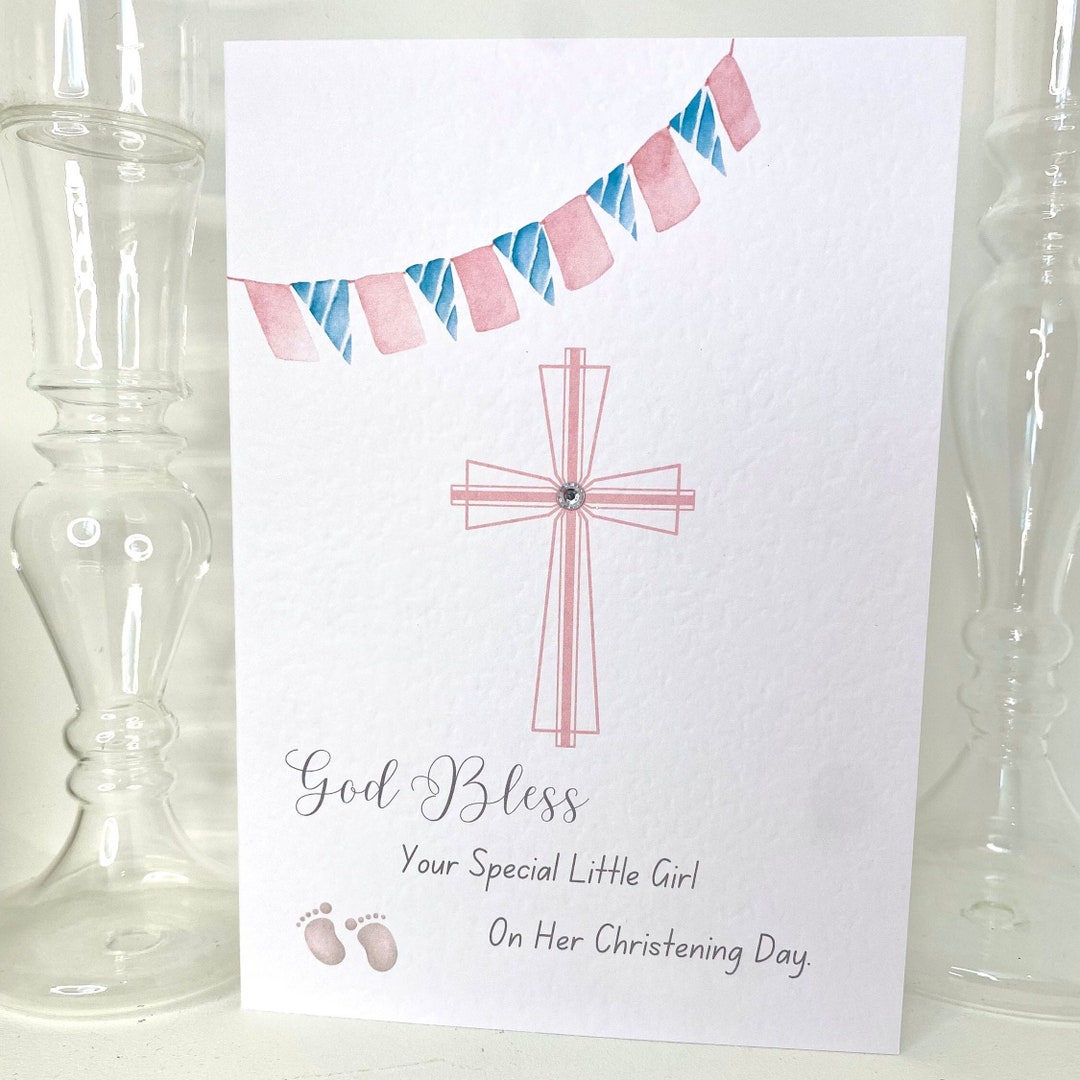 Simple BAPTISM CARD for a Girl, Handmade CHRISTENING Card With Cross ...