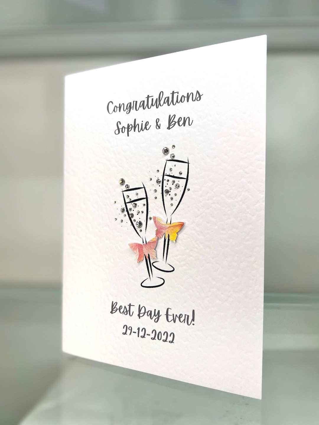 Personalised Champagne Wedding Card, Champagne Flutes Wedding Card ...