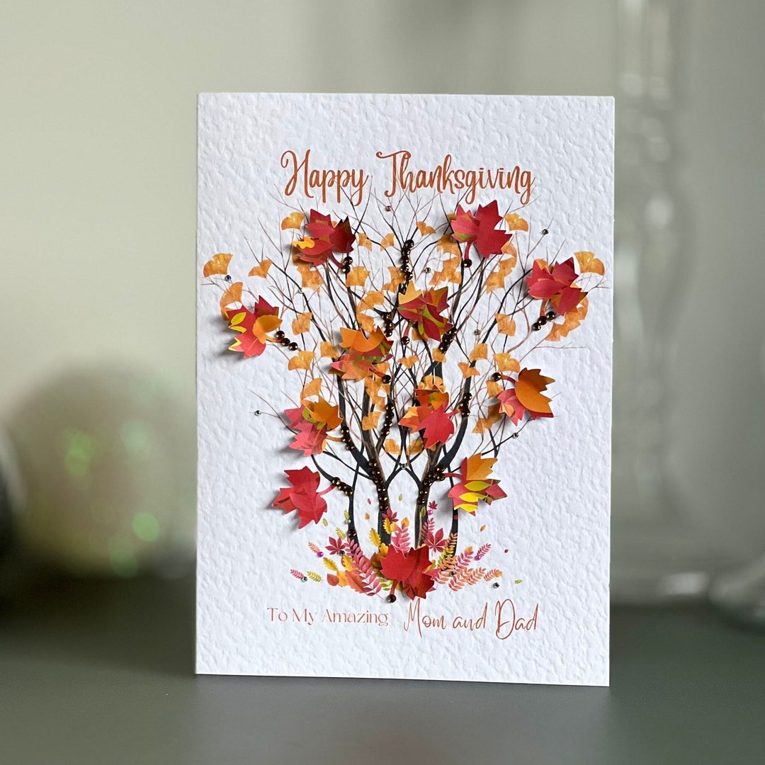 Thanksgiving Card for Mum & Dad With Verse Inside, Happy Thanksgiving ...