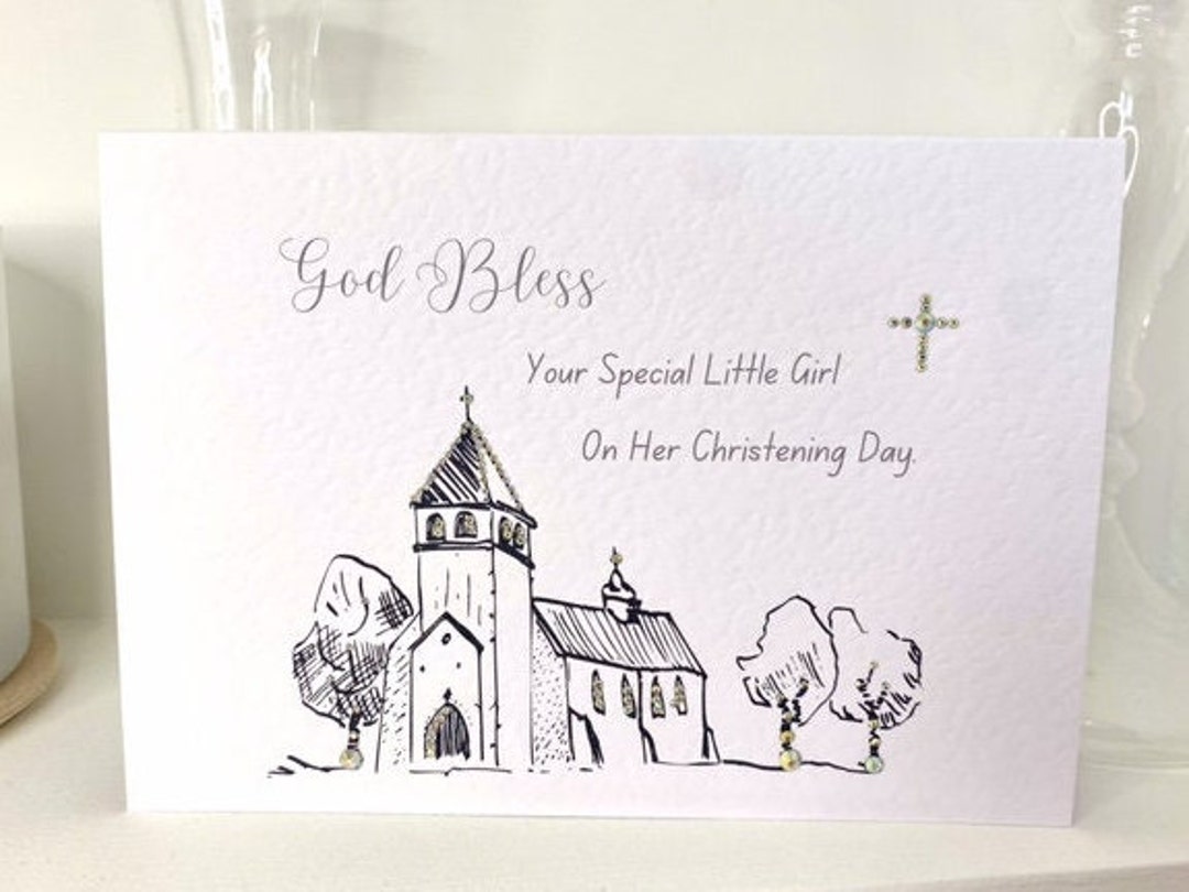 HANDMADE CHRISTENING Card, Traditional Church BAPTISM Card for a ...