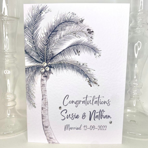 Personalised Beach Wedding Card Wedding Tree Card Handmade - Etsy