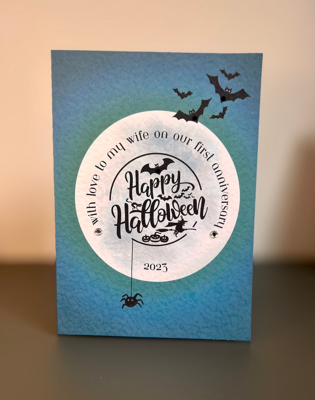 HALLOWEEN ANNIVERSARY CARD for Your Wife or Husband, Handmade With Gems ...