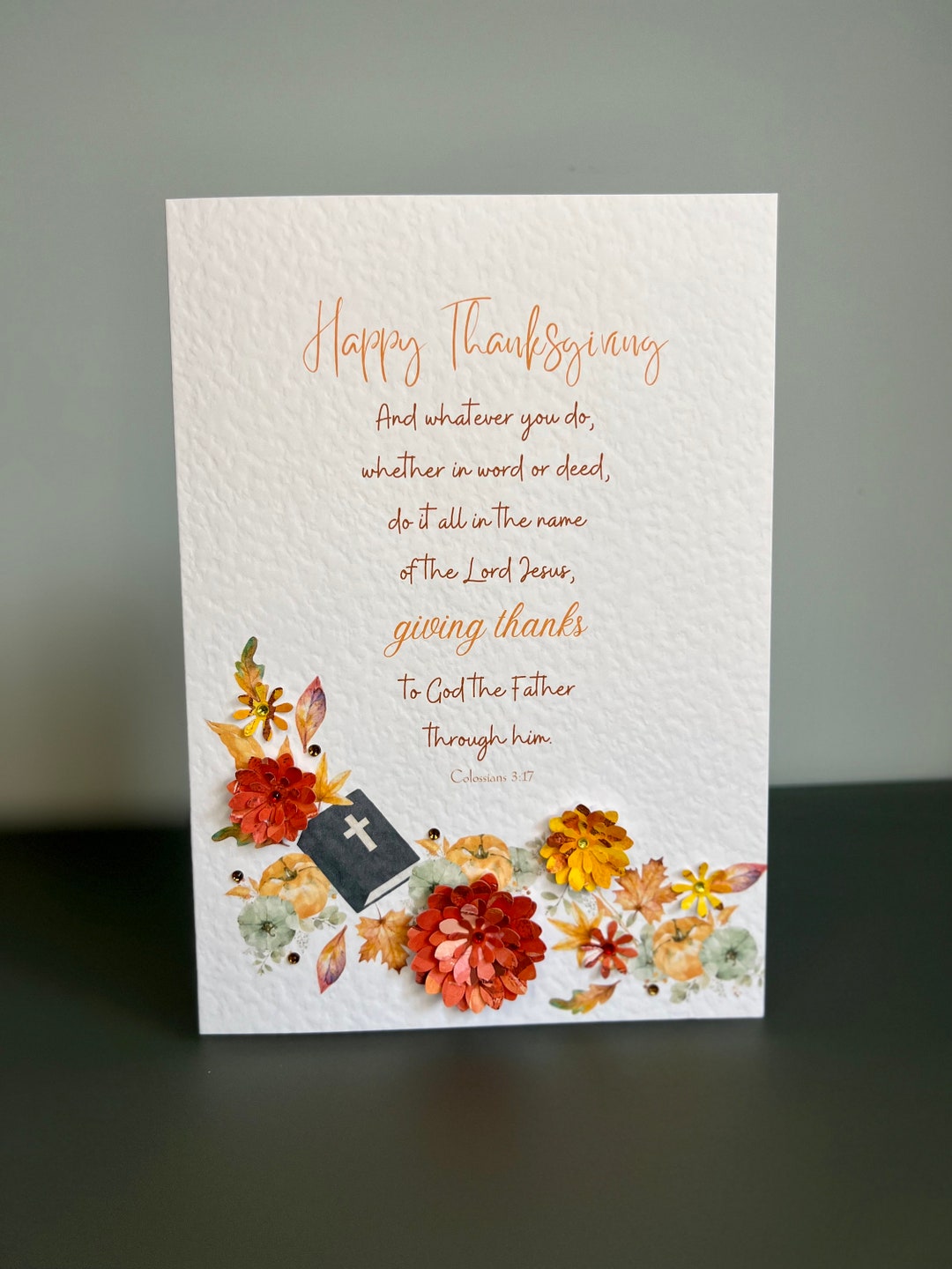 Thanksgiving Card With Biblical Verse, 3D Happy Thanksgiving Card ...