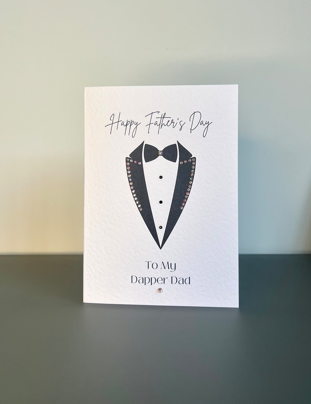 Handmade Father's Day Card With Black & Iridescent Gems, Happy Father's ...
