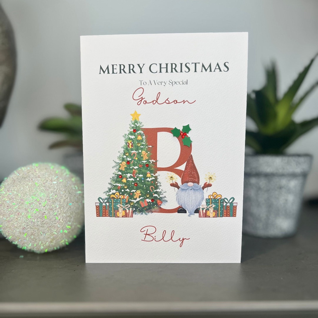 Personalised GODSON CHRISTMAS CARD, Cute Christmas Card for Your Godson ...