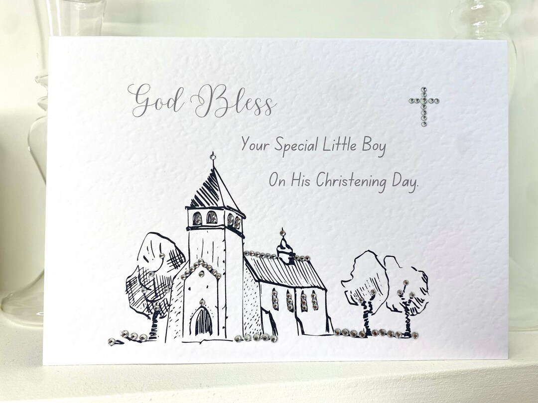 Handmade Christening Card for a Special Little Boy, Church Baptism Card ...