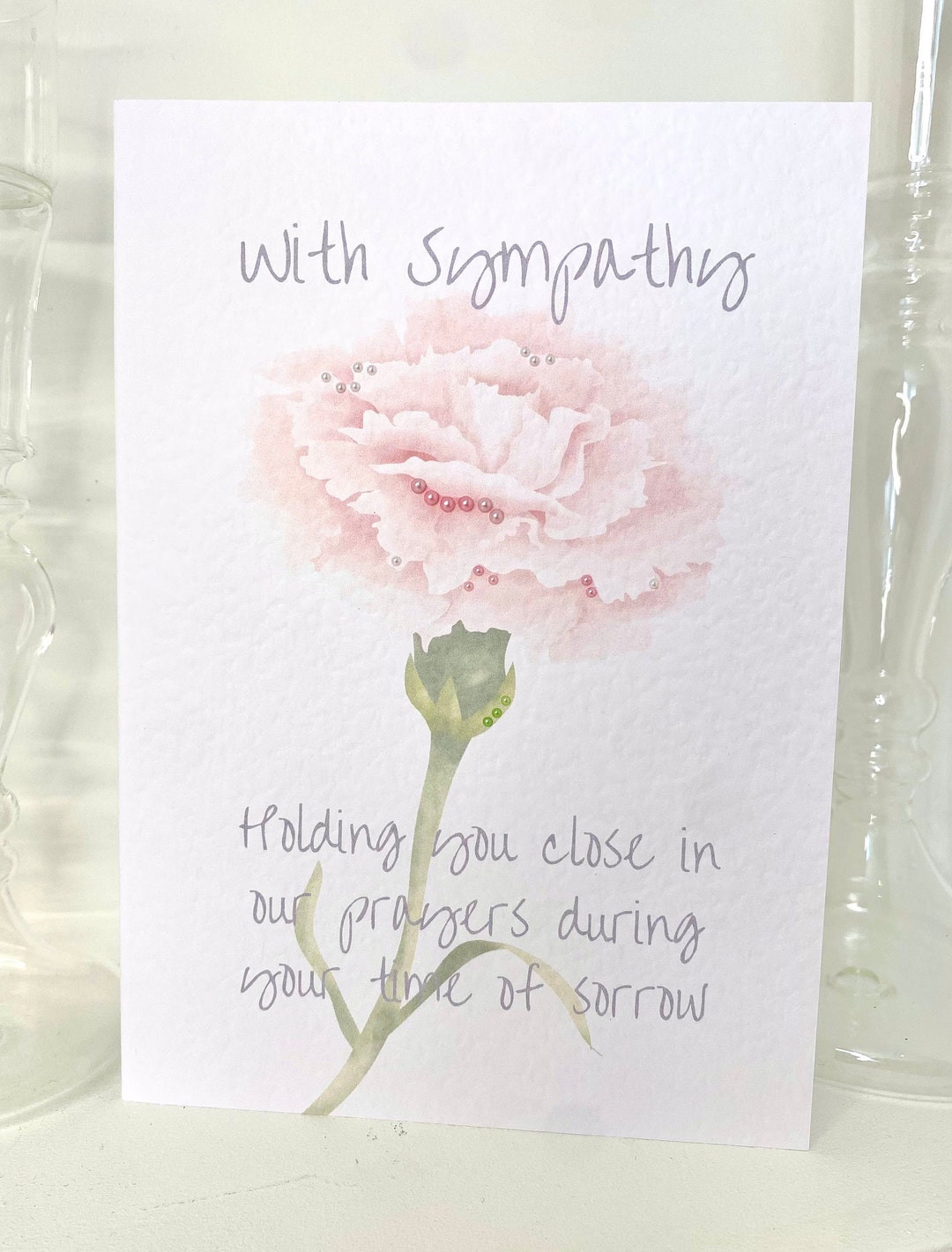 Condolence Card, Carnation Sympathy Card Handmade, Sorry for Your Loss ...