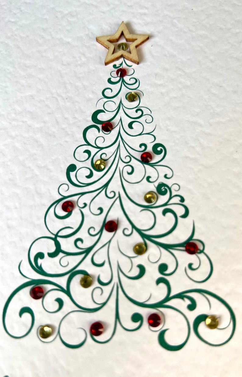 Minimalist Christmas Card Handmade Christmas Tree Card Merry - Etsy
