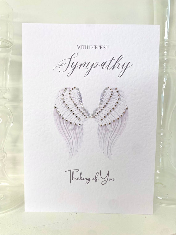 Angel Wings Sympathy Card Thinking of You With Deepest - Etsy