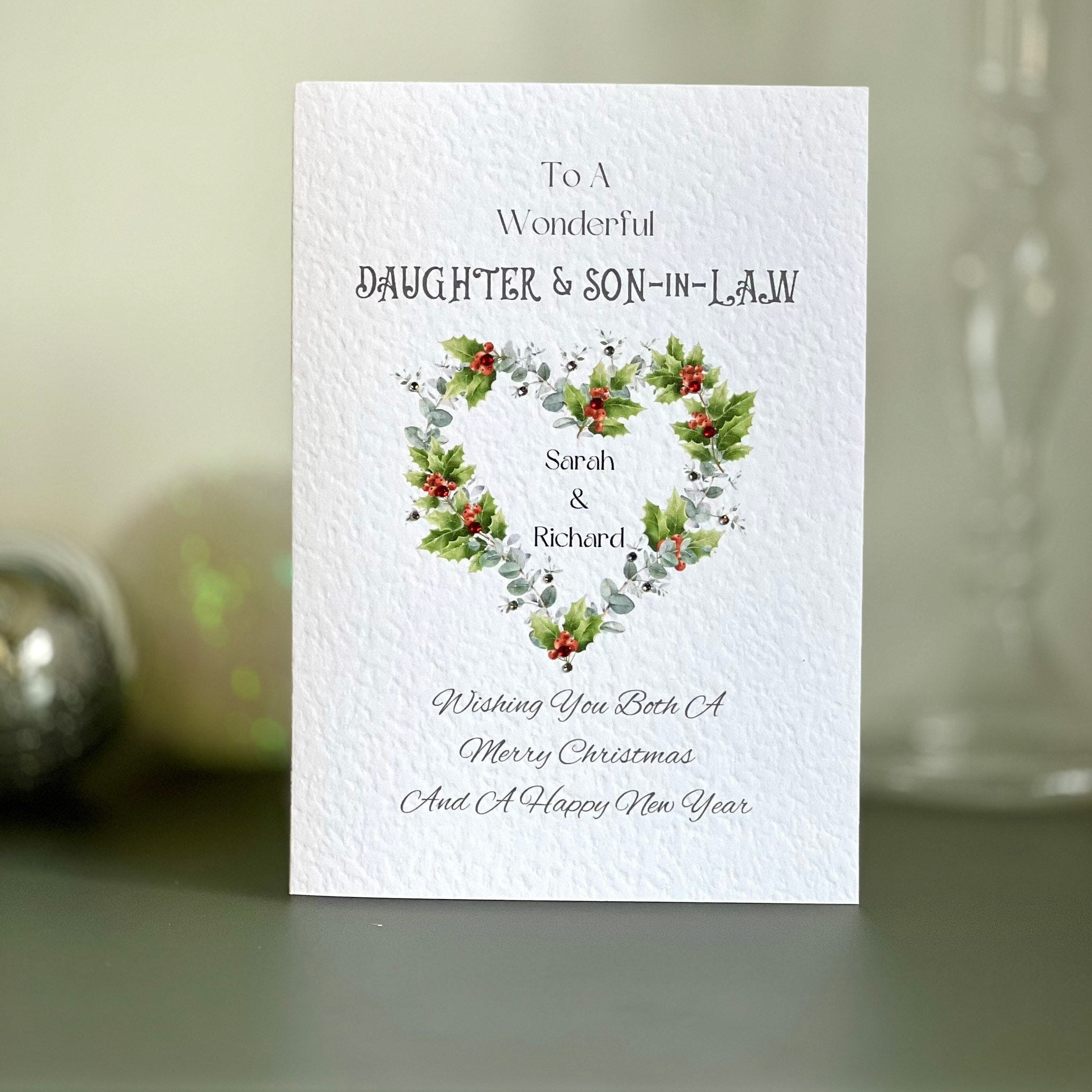 Daughter & Son-in-law CHRISTMAS CARD, Handmade Personalised Christmas ...