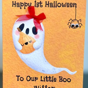 Personalised Baby's First Halloween Card, Handmade 1st Halloween Card ...