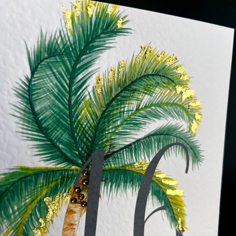 16th Birthday Card Palm Tree Birthday Card With Gold Leaf - Etsy