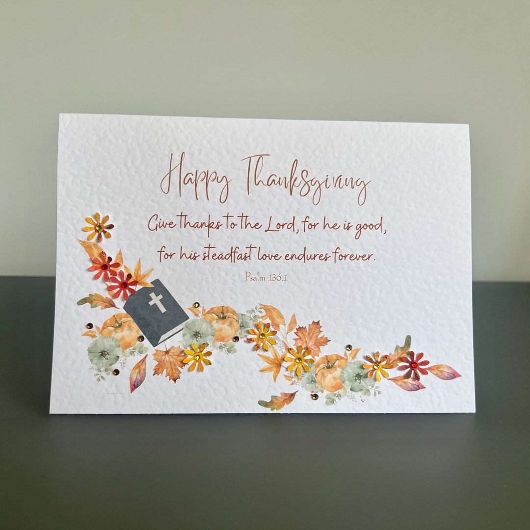 Happy Thanksgiving Biblical Verse Card, Handmade Thanksgiving Card ...
