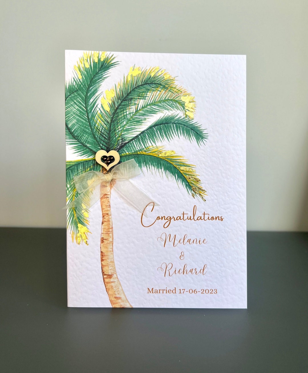 Personalised Summer Wedding Card, Handmade Palm Tree Wedding Card ...