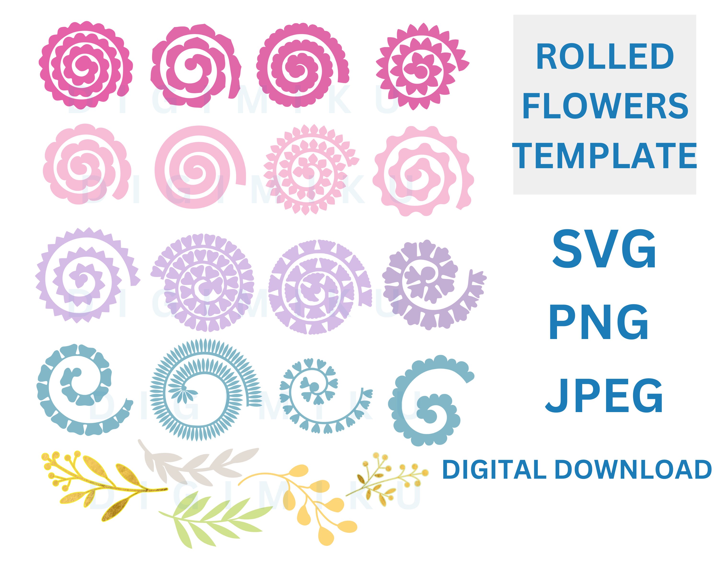 Rolled Flowers Svg, Paper Flower Svg, Digital Download, Digital Paper ...