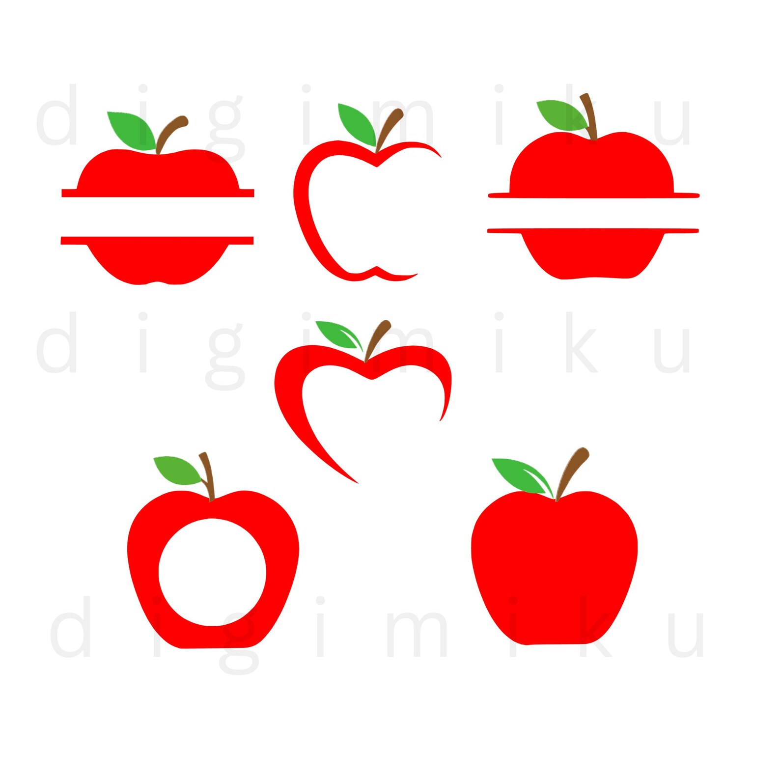 Apple Monogram Svg, Split Monogram Apple Svg,whole and Split Monogram ...